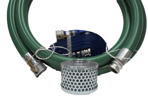 2" Green PVC Cam Lock Suction Hose Trash Pump Kit w/50' Discharge Hose ...